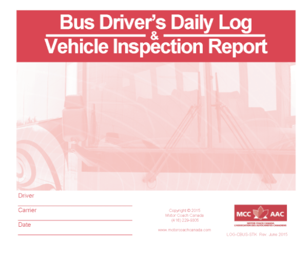 Bus Driver’s Daily Log Book & Daily Vehicle Inspection Report - Stock ...